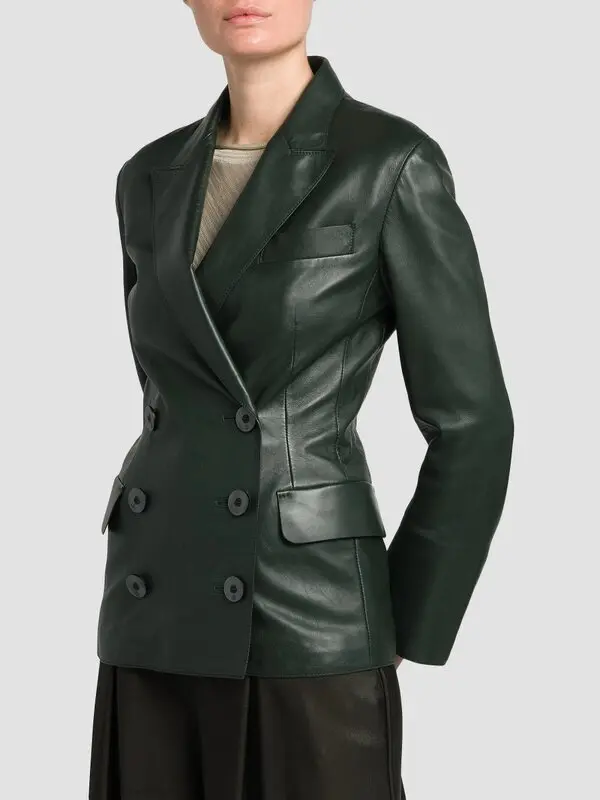 Giorgio Armani Leather Double-breasted Blazer