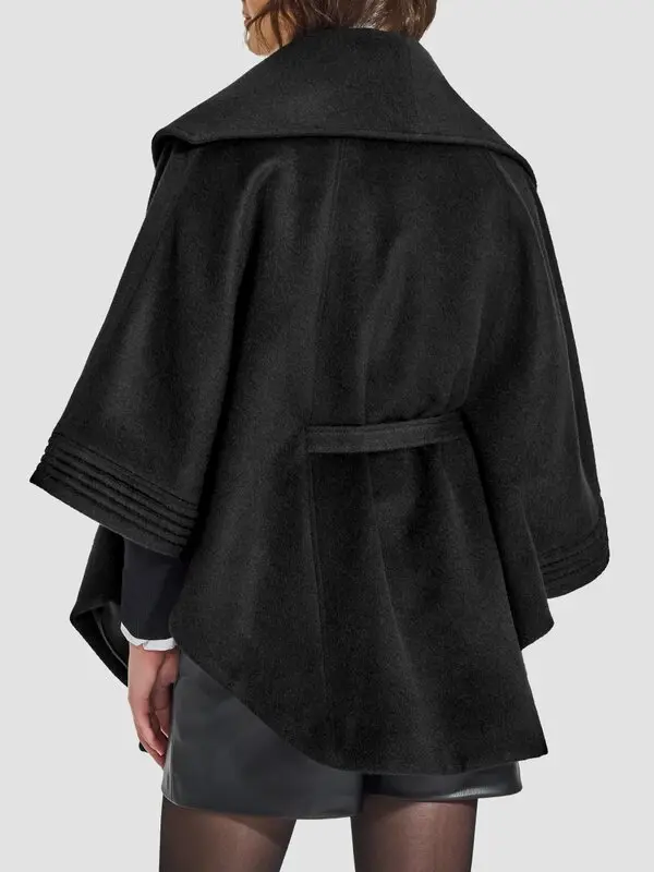 Sentaler Shawl Collar Belted Alpaca Cape - Black