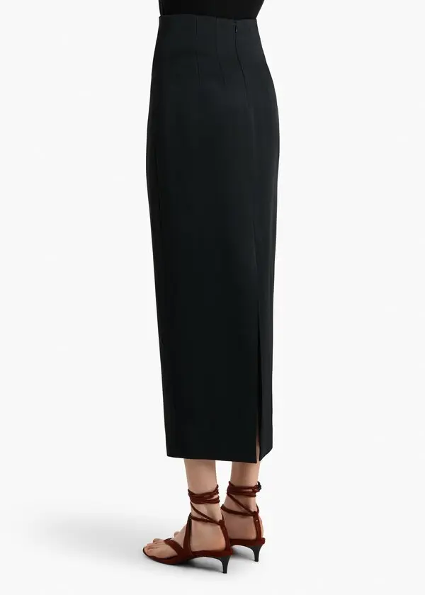 Khaite Loxley Leather Pencil Skirt - Black