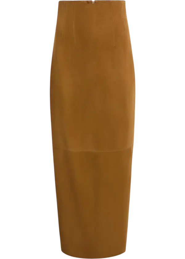 Khaite Loxley Leather Pencil Skirt - Toffee