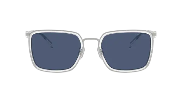 COACH Silver And Clear Frame Sunglasses - Blue Solid