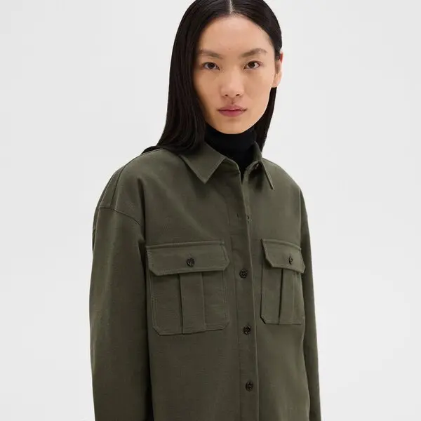 theory oversized shirt dress Moleskin Twill Oversized Military Shirt Dress