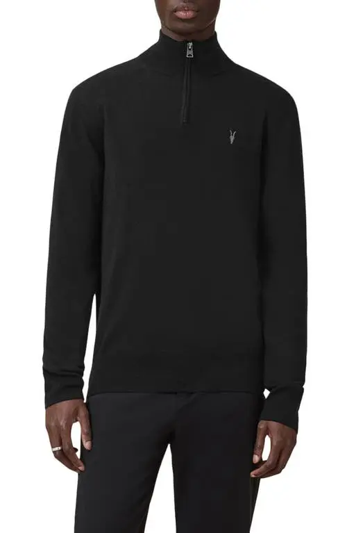 ALLSAINTS Kilburn Funnel Neck Quarter Zip Sweater - Black