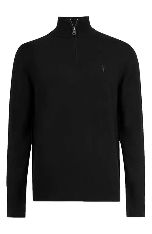 ALLSAINTS Kilburn Funnel Neck Quarter Zip Sweater - Black