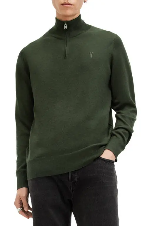 ALLSAINTS Kilburn Funnel Neck Quarter Zip Sweater - Sage Green