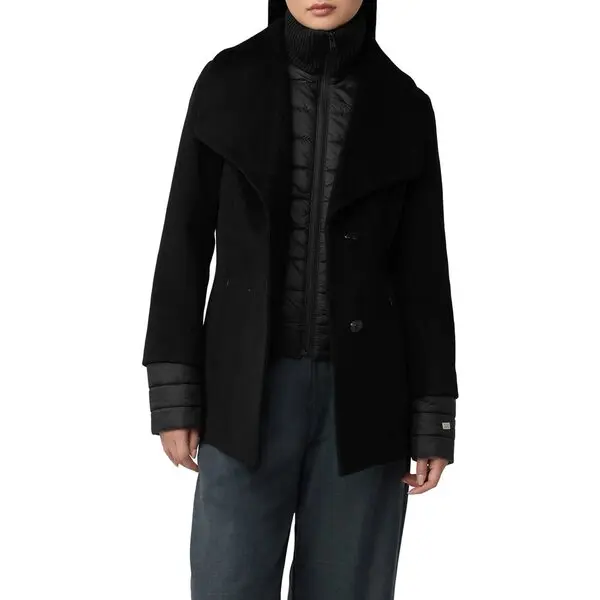 Soia & Kyo Freida Mixed Media Coat With Removable Puffer Bib