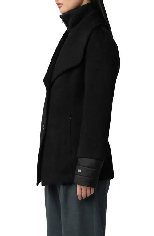 Soia & Kyo Freida Mixed Media Coat With Removable Puffer Bib