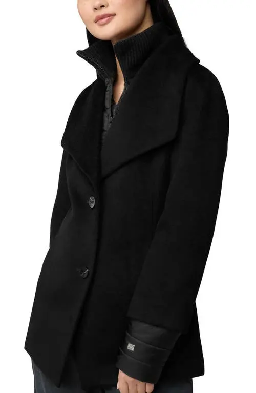 Soia & Kyo Freida Mixed Media Coat With Removable Puffer Bib