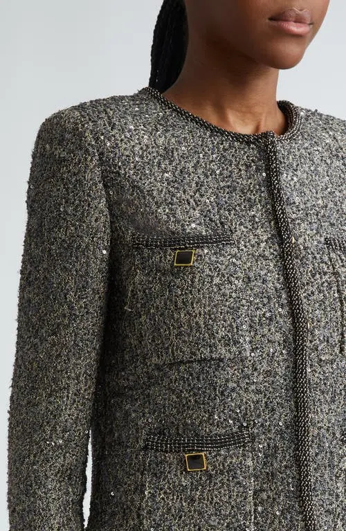 St. John Sequin Knit Crop Jacket