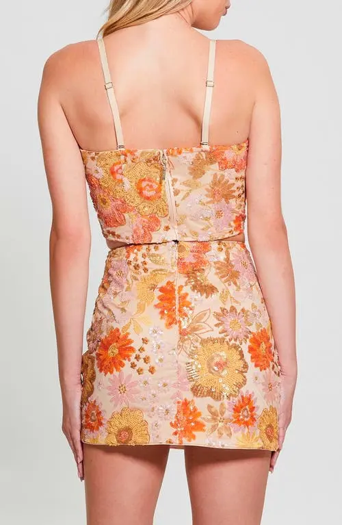 Guess Fia Sequin Floral Underwire Crop Top