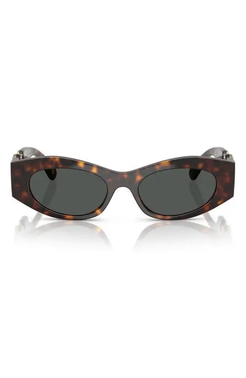 Versace 51mm Oval Sunglasses - Havana/dark Grey