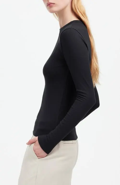 Madewell Drapey Long Sleeve Rib T-shirt - Jet Black