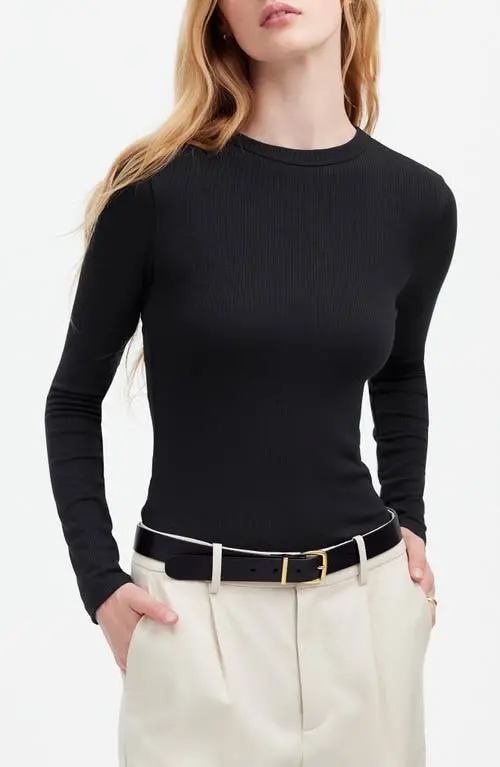 Madewell Drapey Long Sleeve Rib T-shirt - Jet Black