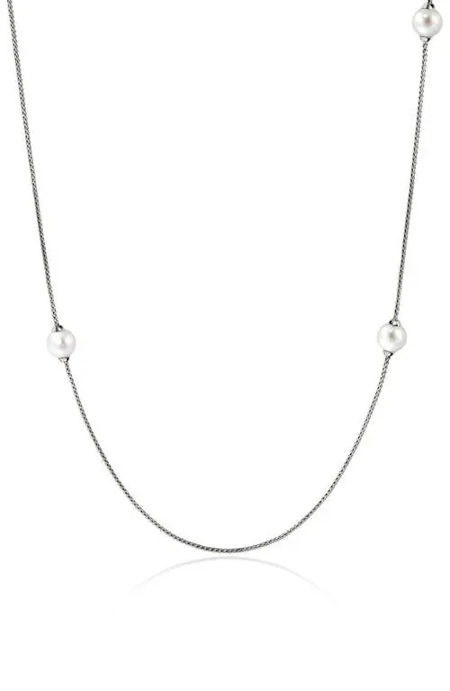 John Hardy Jh Essentials Freshwater Pearl Station Necklace - Silver/ Pearl
