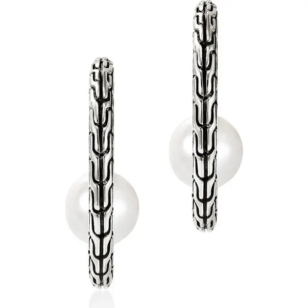 John Hardy Essentials Pearl Hoop Earrings - Silver/pearl