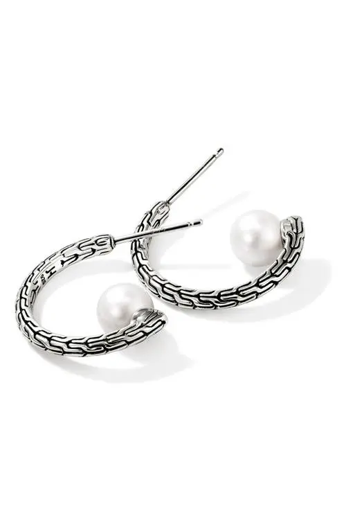 John Hardy Essentials Pearl Hoop Earrings - Silver/pearl