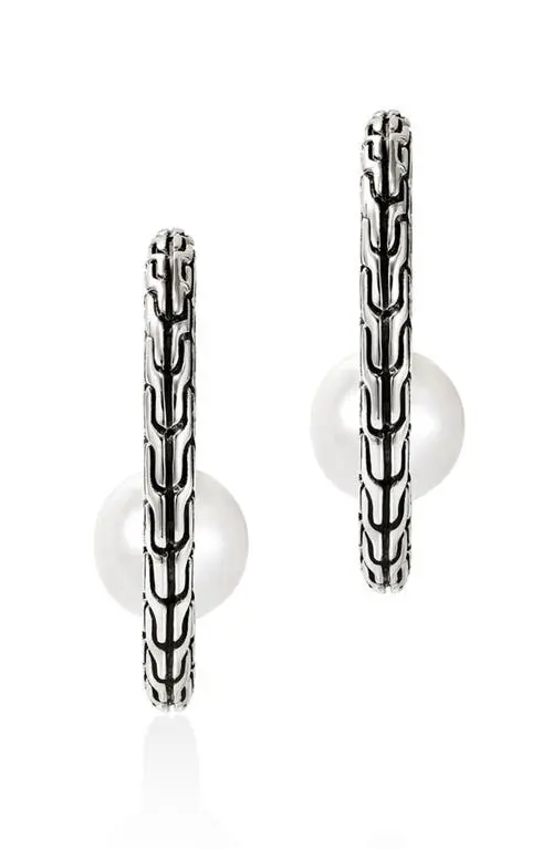 John Hardy Jh Essentials Pearl Hoop Earrings, Sterling Silver - Silver/pearl