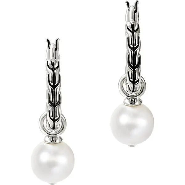 John Hardy Jh Essentials Pearl Hoop Earrings - Silver