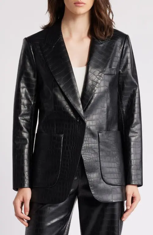 Kobi Halperin Embossed Faux Leather Blazer