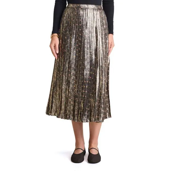Vineyard Vines Metallic Pleated Midi Skirt