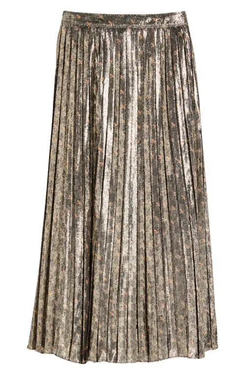 Vineyard Vines Metallic Pleated Midi Skirt