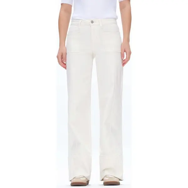 BAYEAS Katia Patch Pocket Wide Leg Jeans - Off White