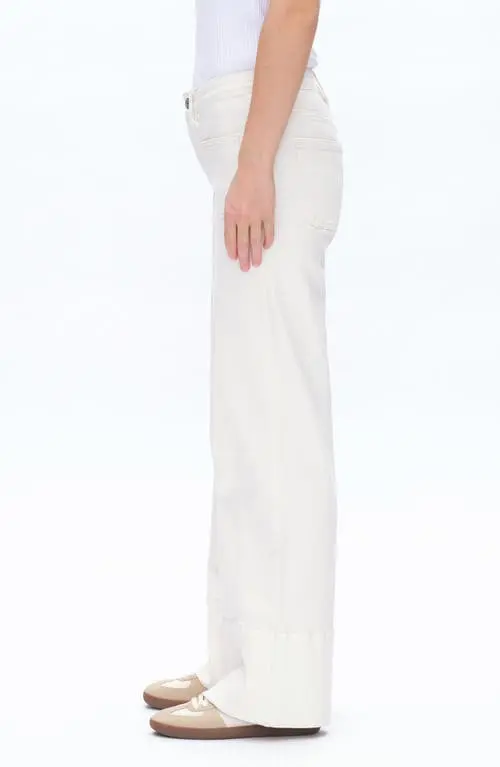BAYEAS Katia Patch Pocket Wide Leg Jeans - Off White