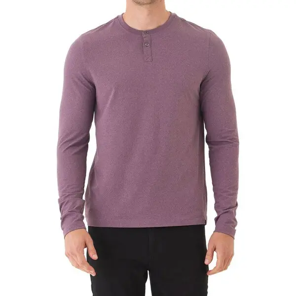 THREADS 4 THOUGHT Frederick Luxe Stretch Jersey Henley - Heather Ultra Maroon