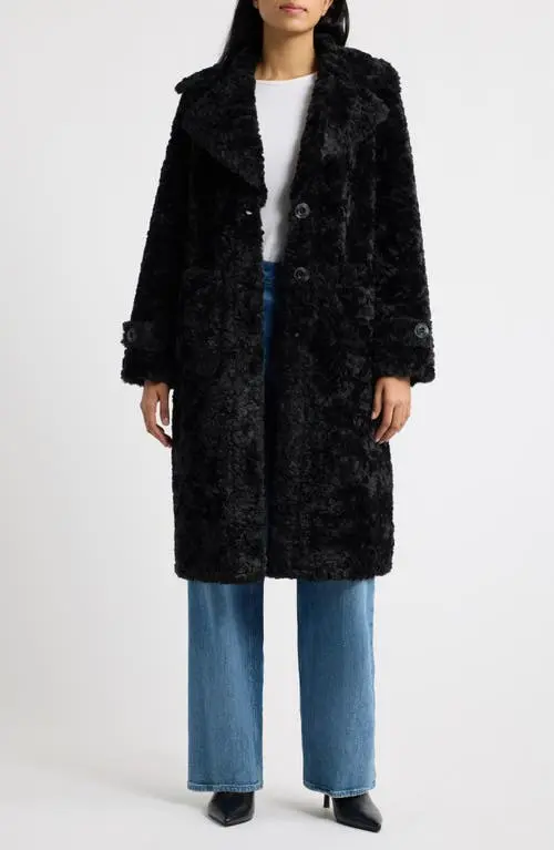 Sam Edelman Longline Faux Fur Coat - Black