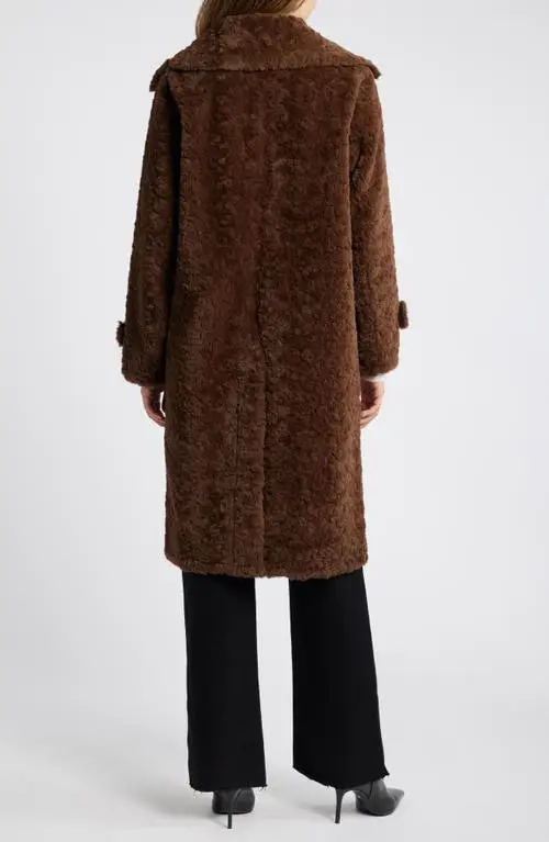 Sam Edelman Longline Faux Fur Coat - Chocolate