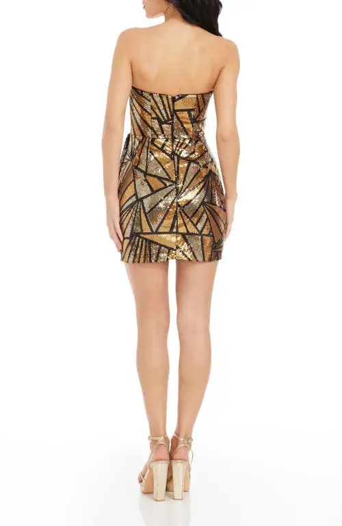 Dress The Population Alaya Strapless Sequin Mini Dress - Gold Multi |  Editorialist