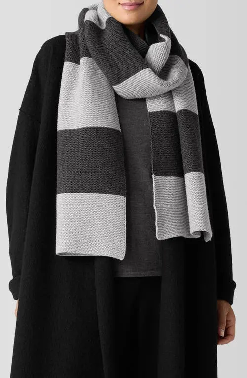 Eileen Fisher Striped Organic Cotton & Recycled Cashmere Scarf - Moon