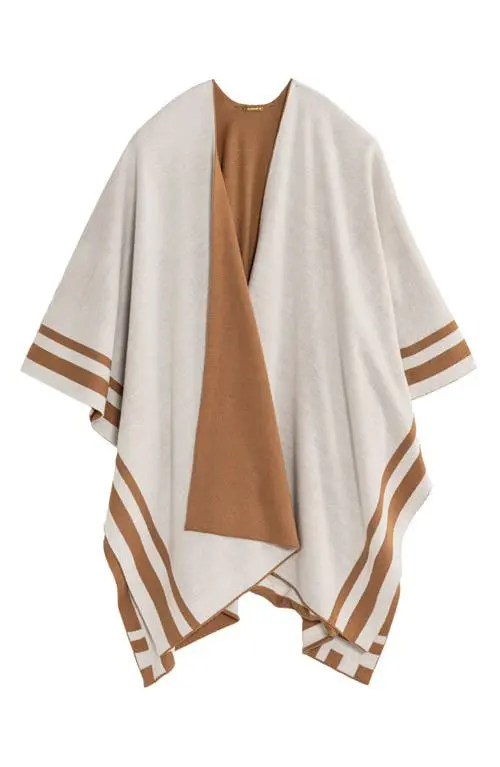 Ralph Lauren Jet Setter Reversible Knit Poncho - Camel/cream