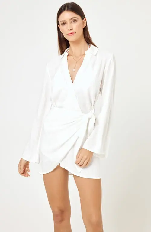 L*Space Las Palmas Long Sleeve Wrap Dress - Cream