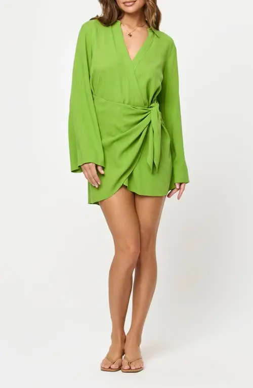 L*Space Las Palmas Long Sleeve Wrap Dress - Verdant