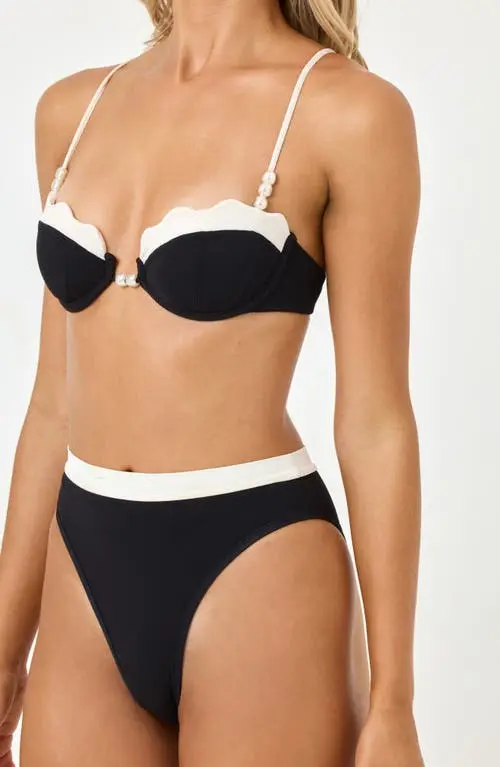 L*Space Sunrise Shell Bikini Top - Black/cream