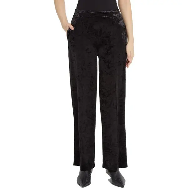 Lyssé Crushed Velvet Wide Leg Pants - Black