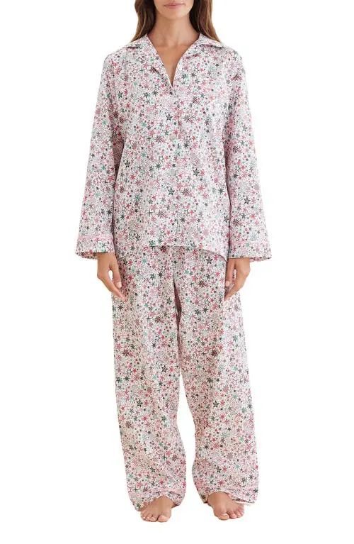 PAPINELLE Christmas Stars Cotton Sateen Pajamas - Berry Pink