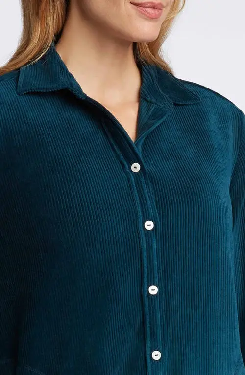 Foxcroft Maddy Corduroy Button-up Shirt - Deep Teal