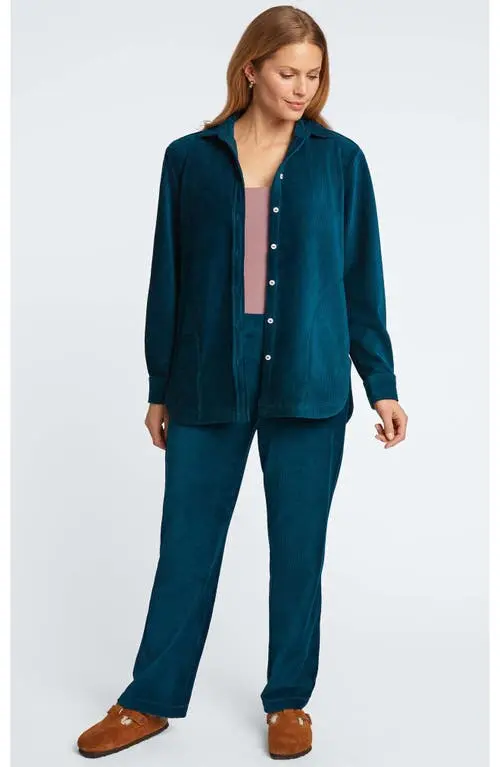 Foxcroft Maddy Corduroy Button-up Shirt - Deep Teal