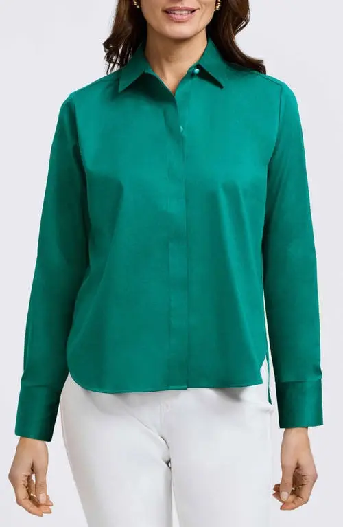 Foxcroft Matte Sateen Button-up Shirt - Emerald