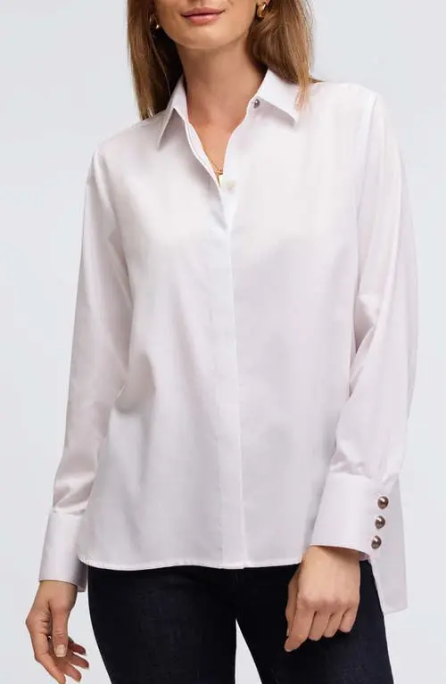 Foxcroft Matte Sateen Button-up Shirt - White