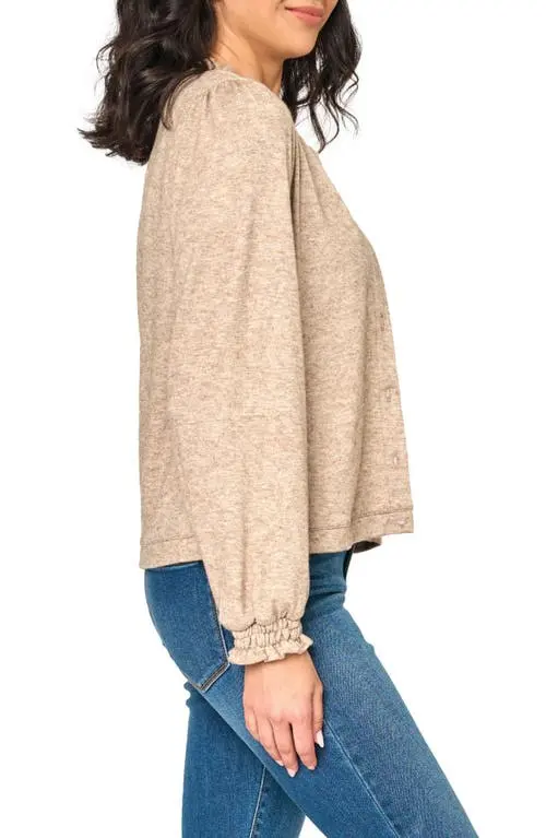 GIBSONLOOK Ruffle Accent Cardigan - Oatmeal Sand