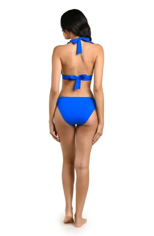 La Blanca Island Goddess Ruffle Halter Bikini Top - Lapis