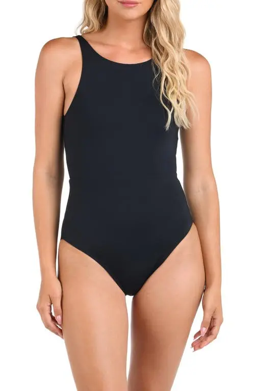 La Blanca Island Goddess Scoop Neck One-piece Swimsuit - Black
