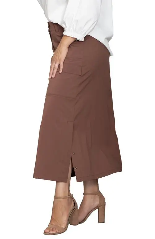 STANDARDS & PRACTICES Cargo Midi Skirt - Coffee Brown
