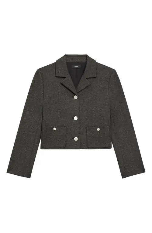 Theory Boxy Crop Jacket - Charcoal Melange