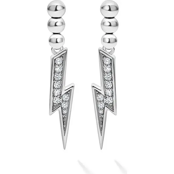 Lagos Caviar Spark Diamond Lightning Drop Earrings - Sterling Silver