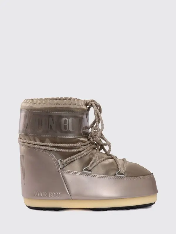 Moon Boot Icon Low Laminated Nylon Snow Boots In Silver And