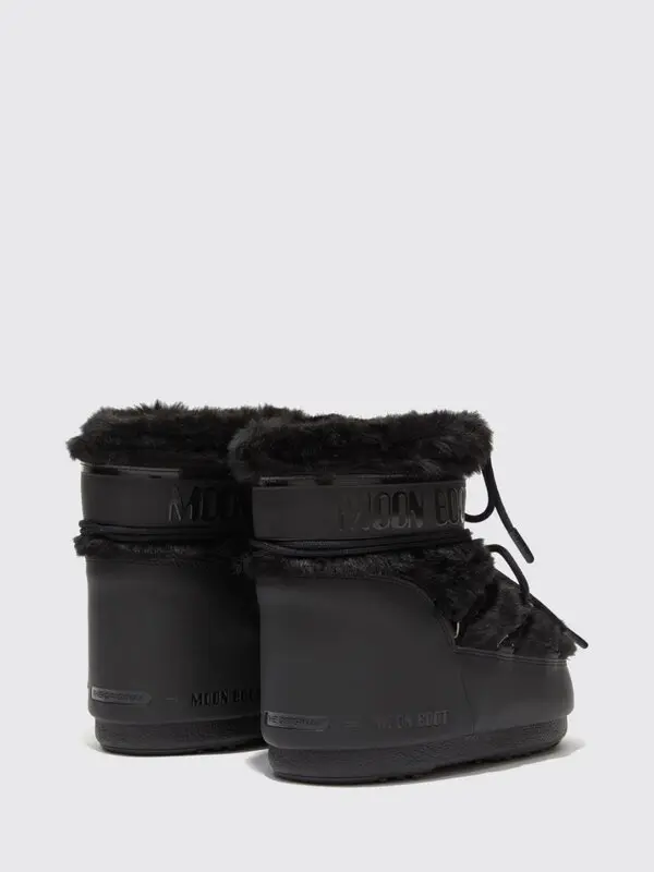 Moon Boot Icon Low Faux Fur Lace-up Snow Boots - Black